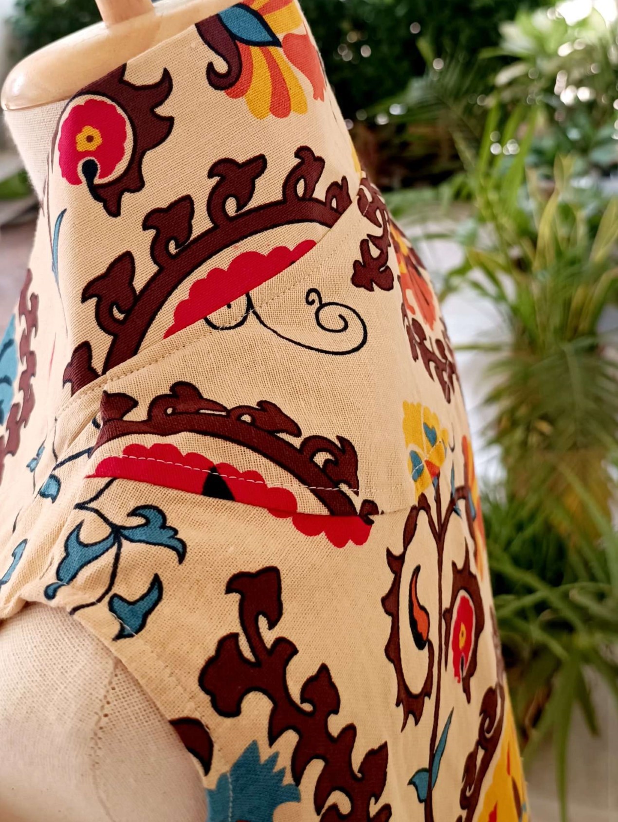 Native Cotton Linen Dress With Collar - Toanoi