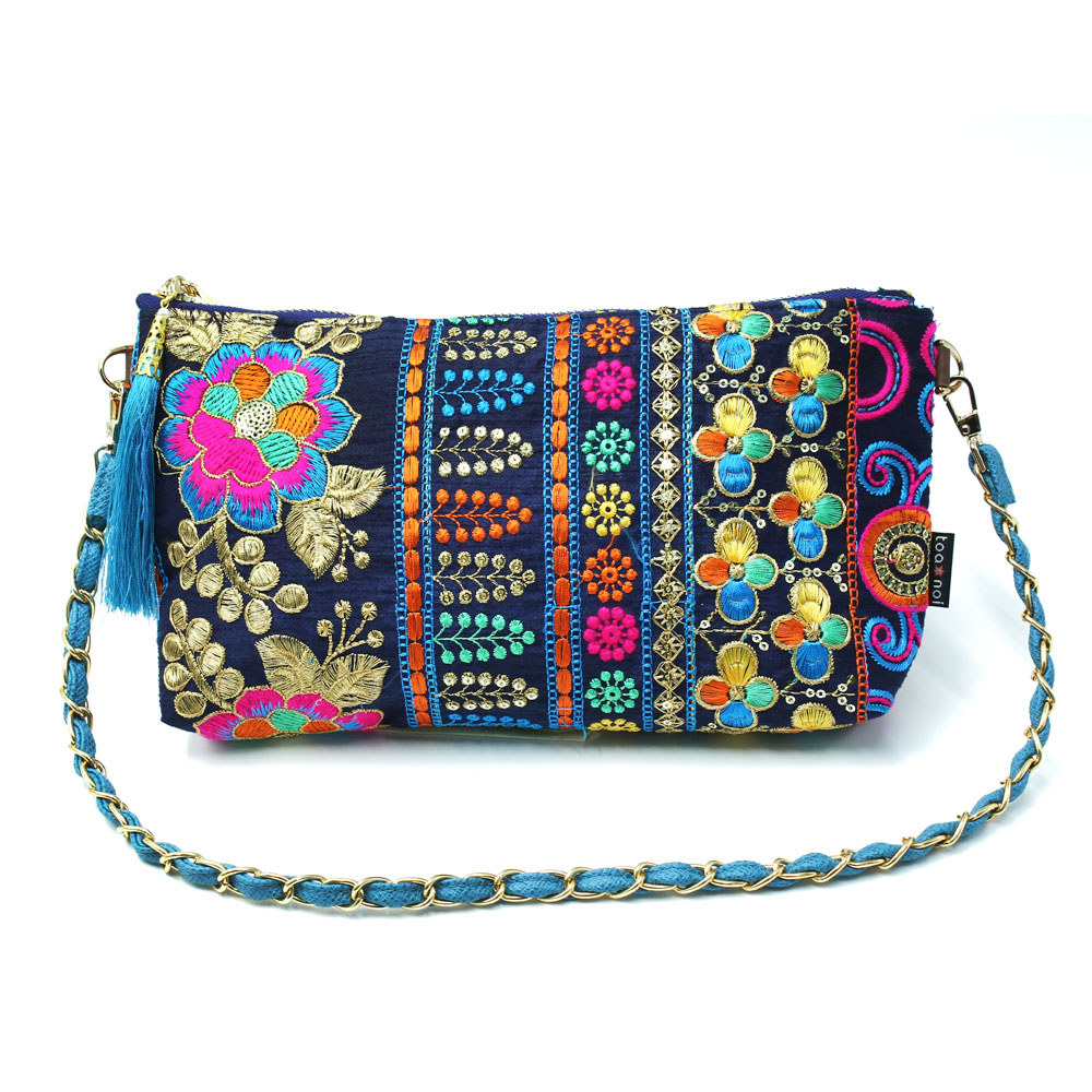 Hmong Short Chain Shoulder Bag Sky Blue - Toanoi
