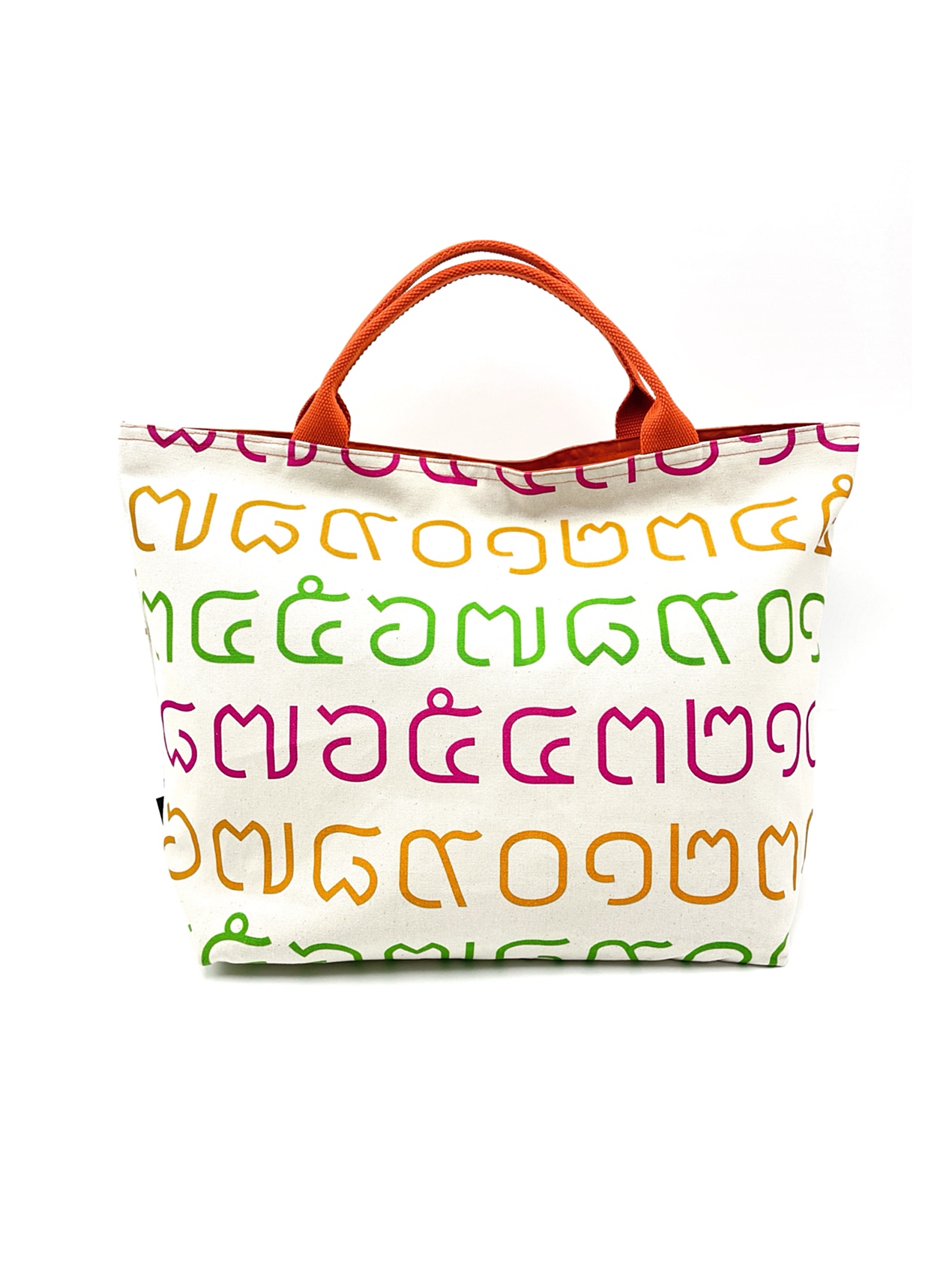 Large Rope Tote Thai Numbers Rainbow Orange - Toanoi